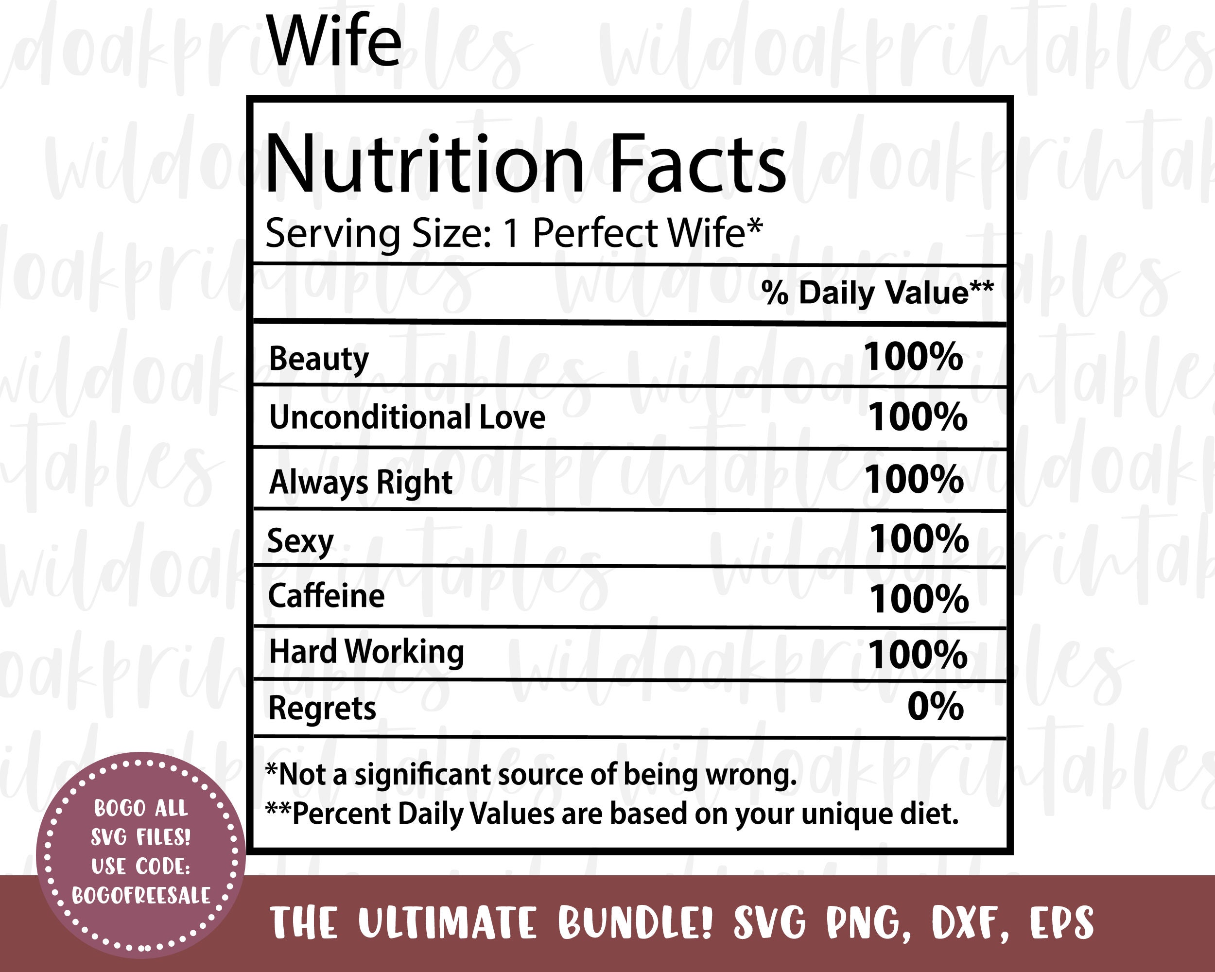 Marriage Nutrition Facts Labels Svg, Wife Svg, Wife Nutrition Facts ...
