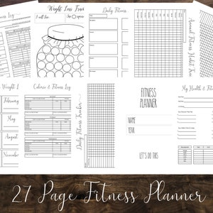 Fitness Planner Printable Bundle, Health and Fitness Workout Log ...