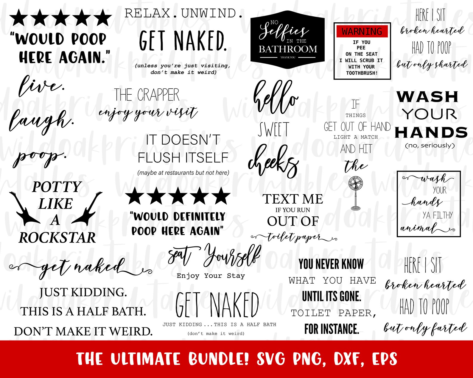 Sarcastic Bathroom Svg Bundle Funny Bathroom Signs Svg Funny | Etsy