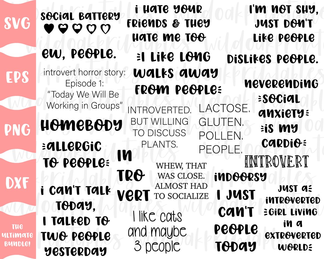 Introvert Svg Bundle, Introverts Svg, Funny Svg Sayings, Socially ...