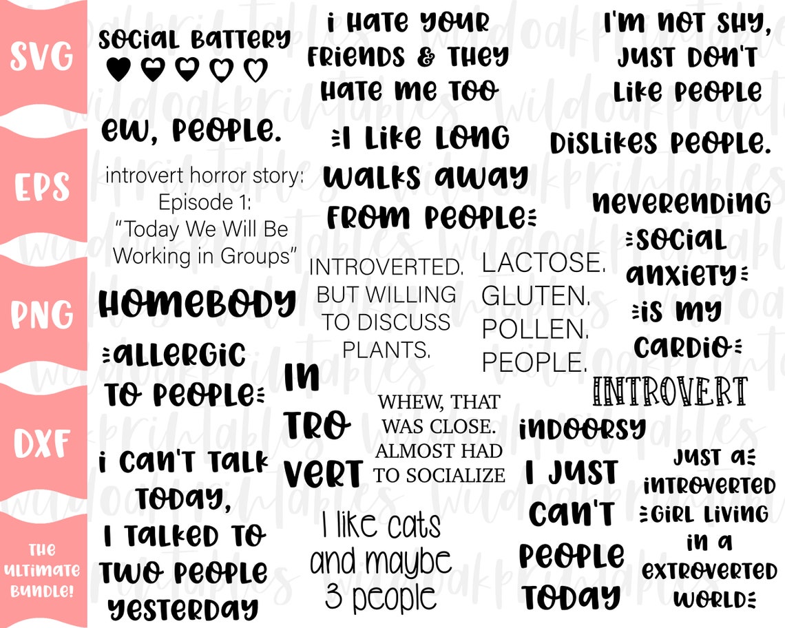 Introvert Svg Bundle Introverts Svg Funny Svg Sayings | Etsy