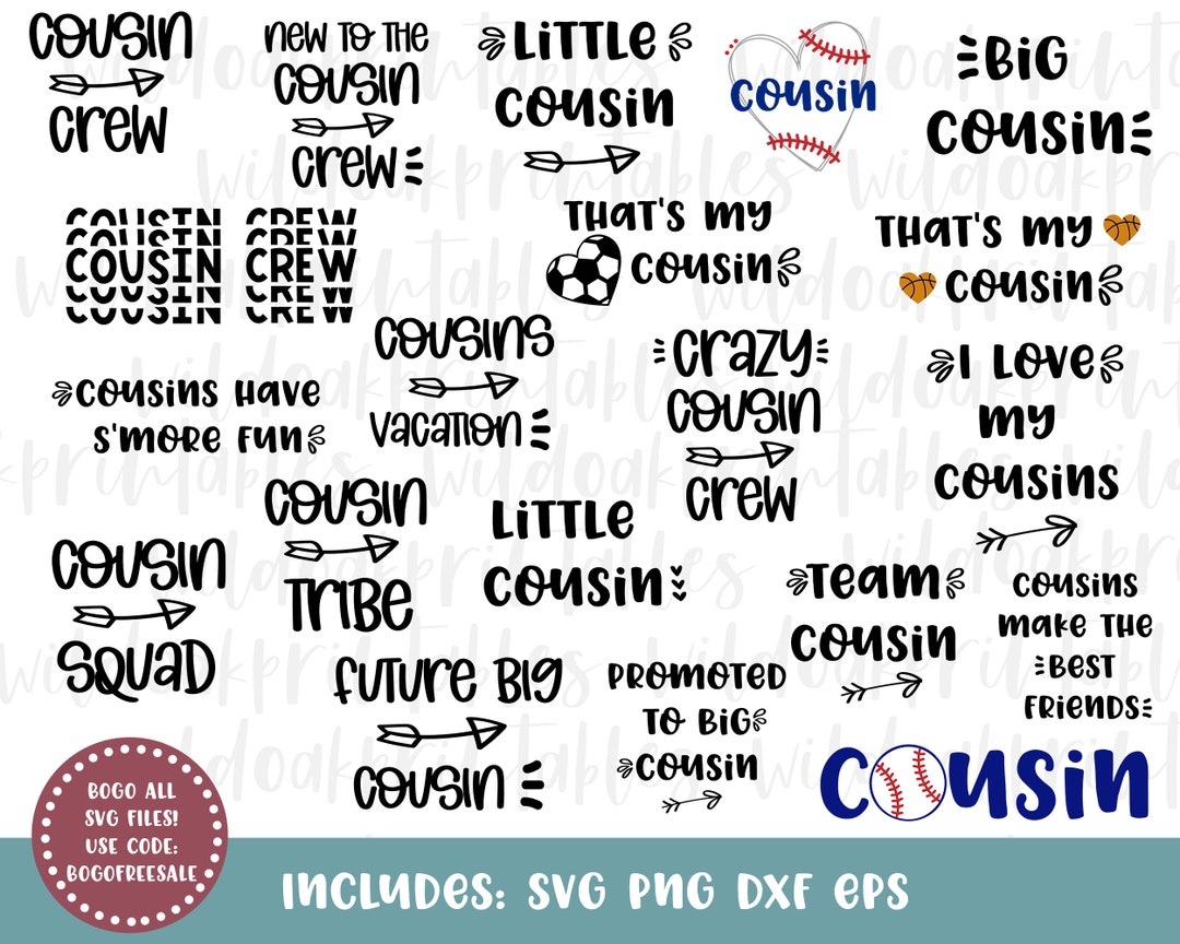 20 Cousin Svg Bundle, Cousins Svg, Big Cousin Svg, Future Cousin Svg ...