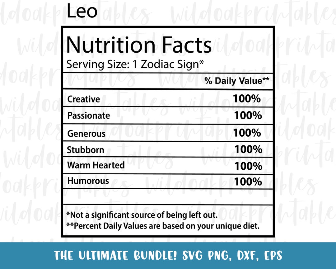 Leo Zodiac Nutrition Facts Labels Svg Bundle, Labels for Zodiac Svg ...