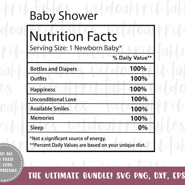 Baby Shower Nutrition Facts - Etsy
