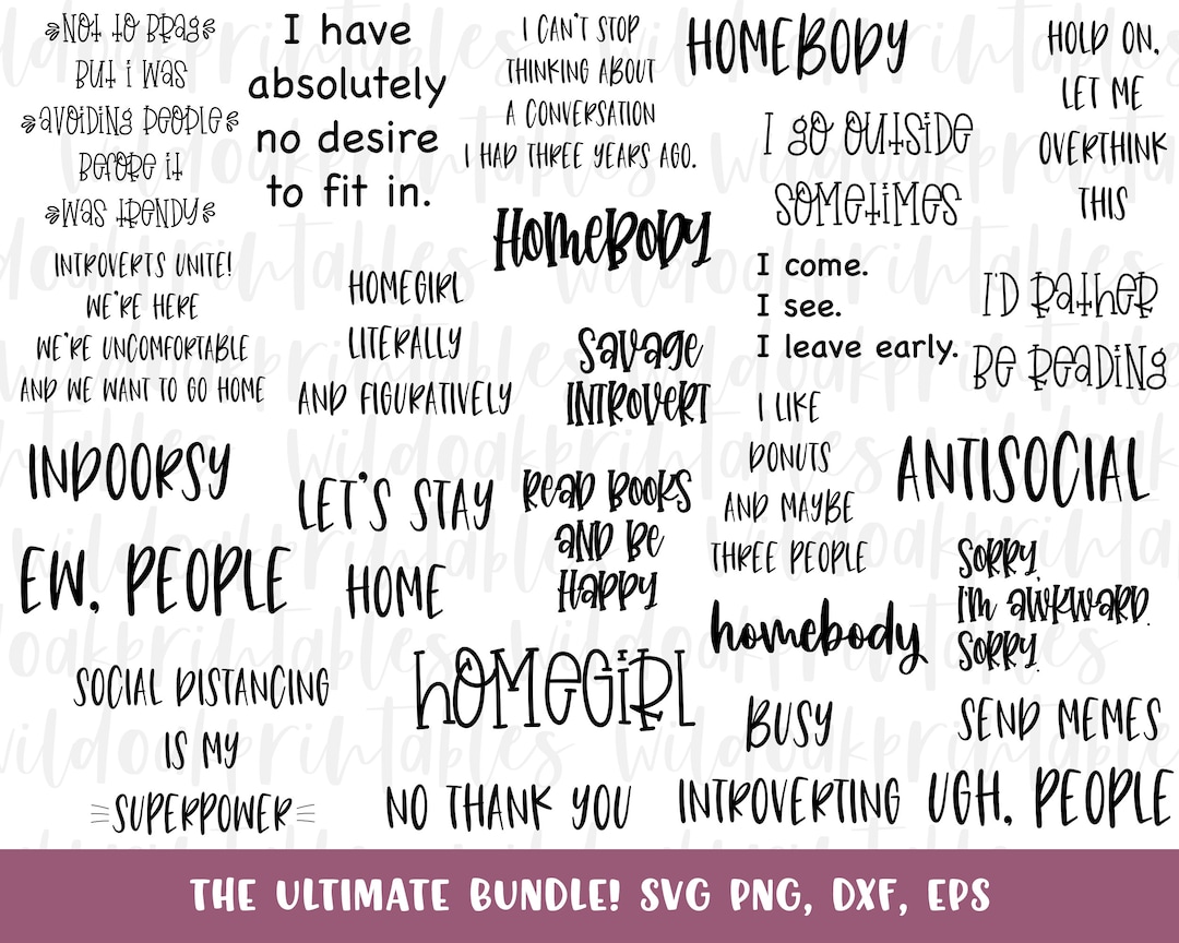 Introvert Svg Bundle, Introverts Svg, Funny Svg Sayings, Socially ...