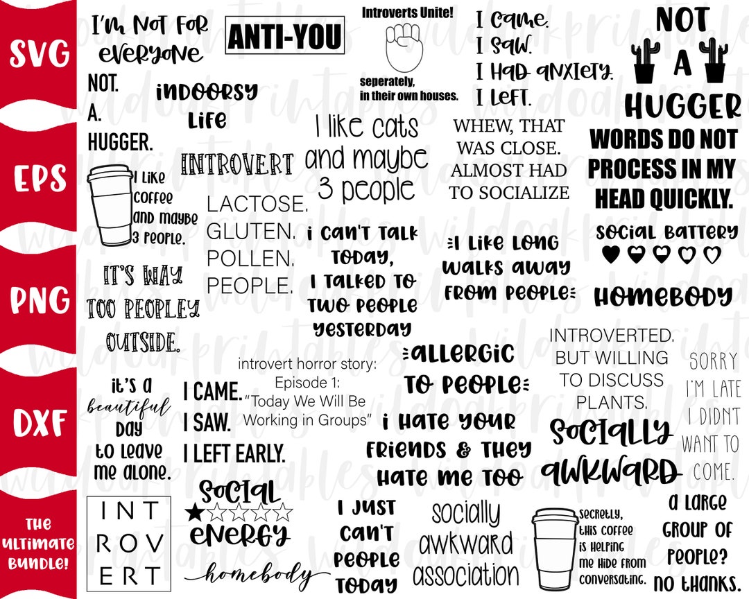 80 Designs! Introvert Svg Bundle, Introverts Svg, Funny Svg Sayings ...