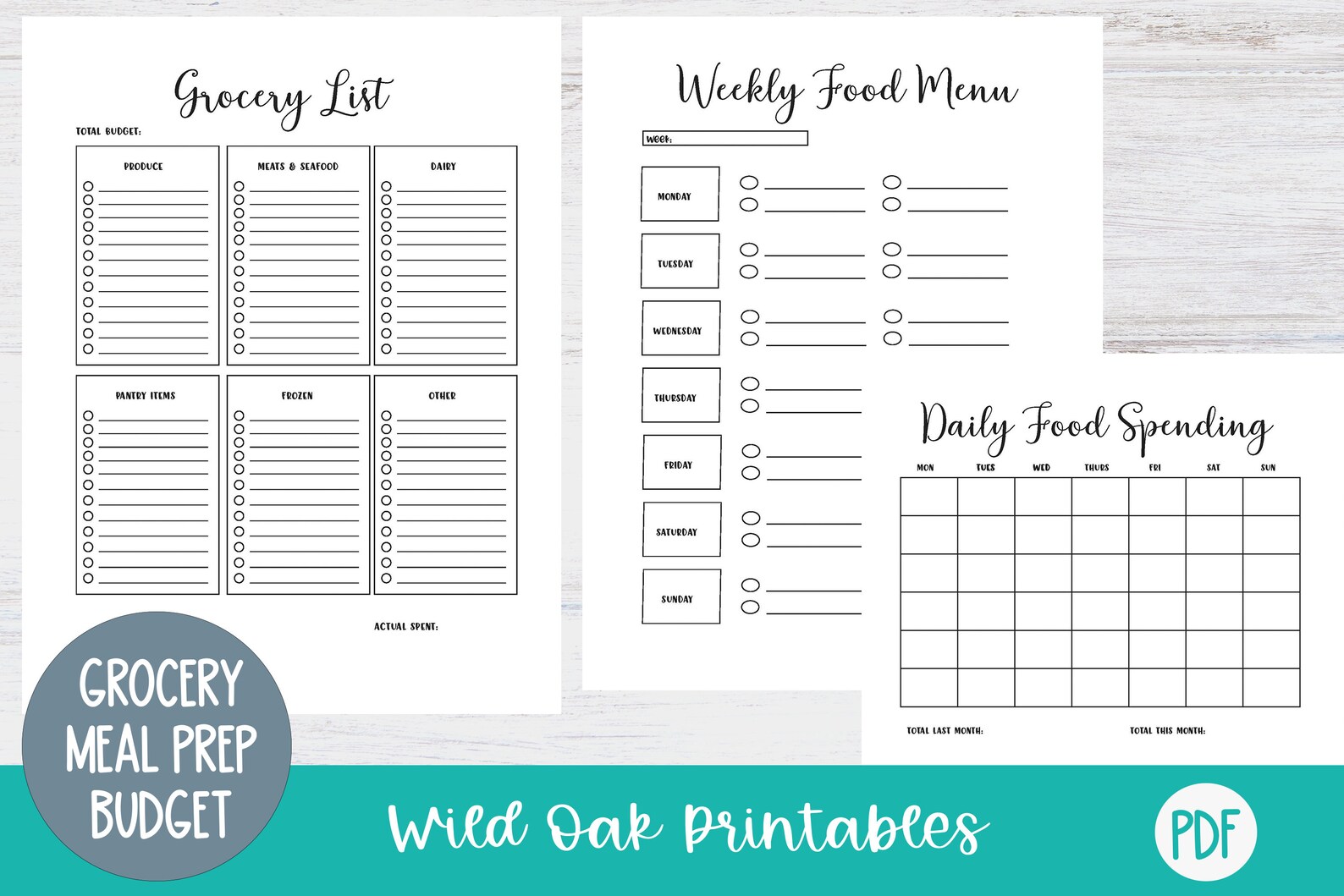 Weekly Meal Plan Bundle Printable Food Budget Planner Food - Etsy