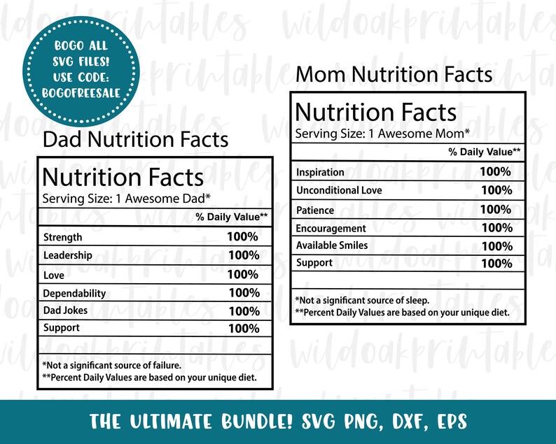 Dad Nutrition Facts Labels Svg, Mom Nutrition Facts Svg, Dad Svg, Dad ...