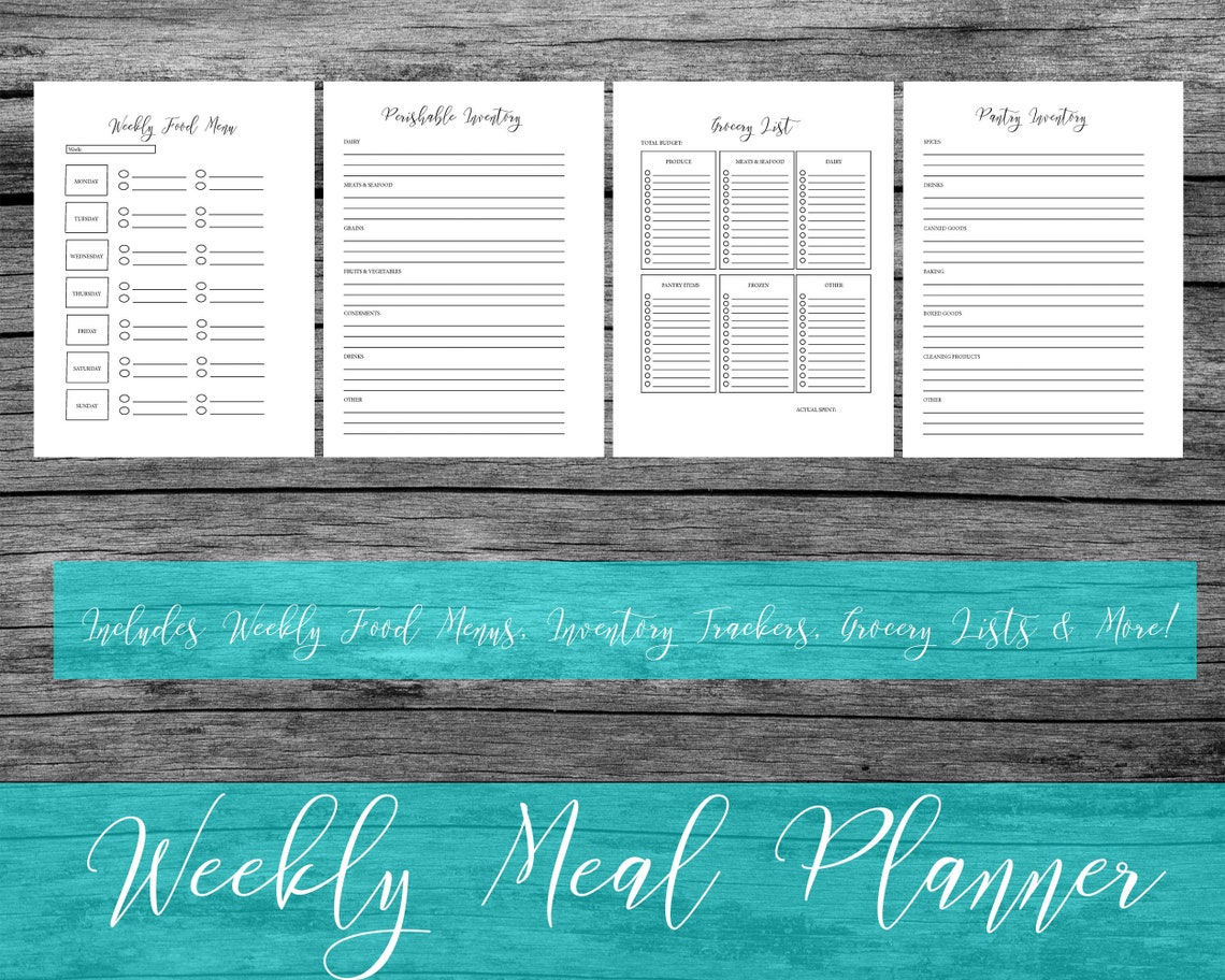 Weekly Meal and Grocery Planner Printable Food Lists, Inventory ...