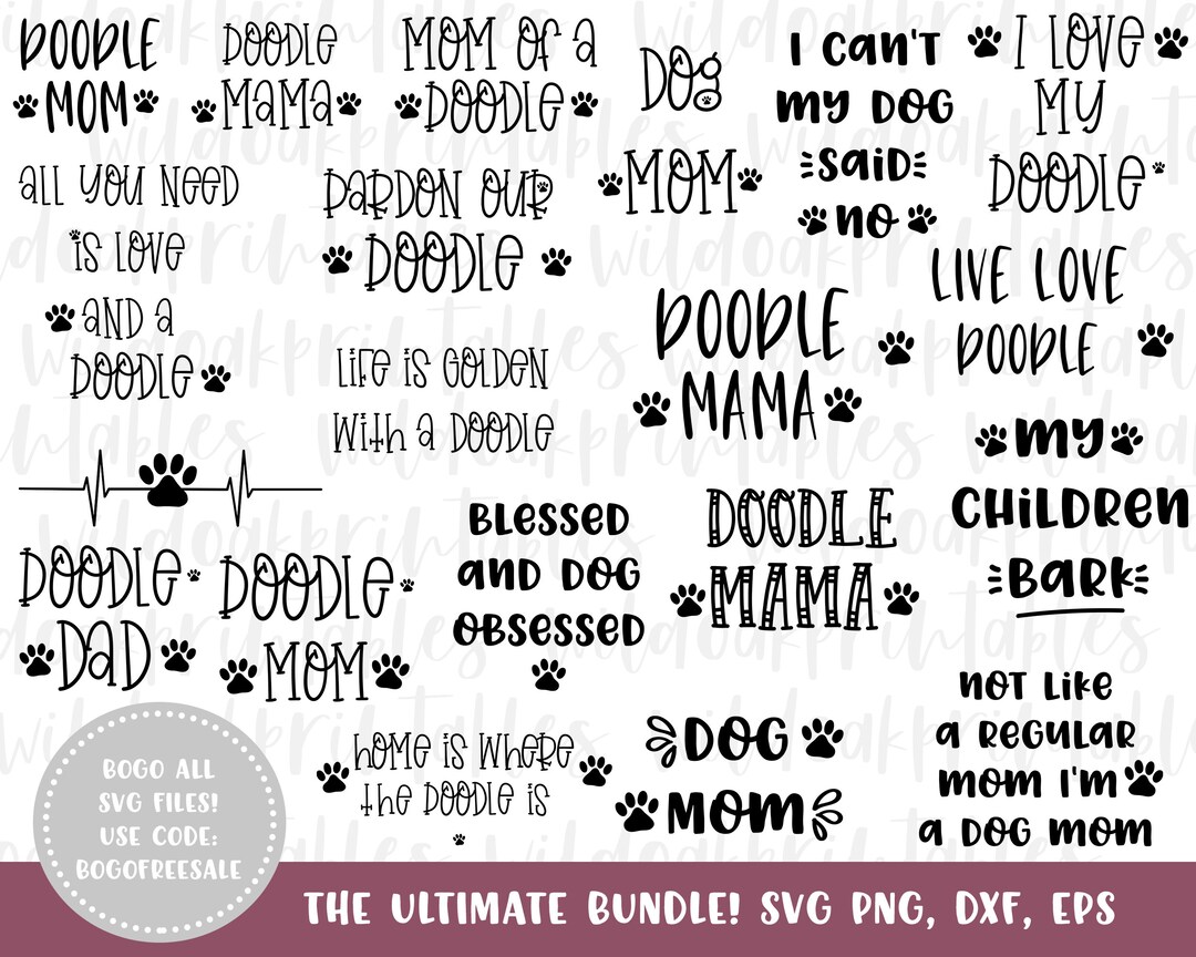 Doodle Dog Svg Bundle, Doodle Svg Files, Svg, Doodle Mom Svg, Doodle ...
