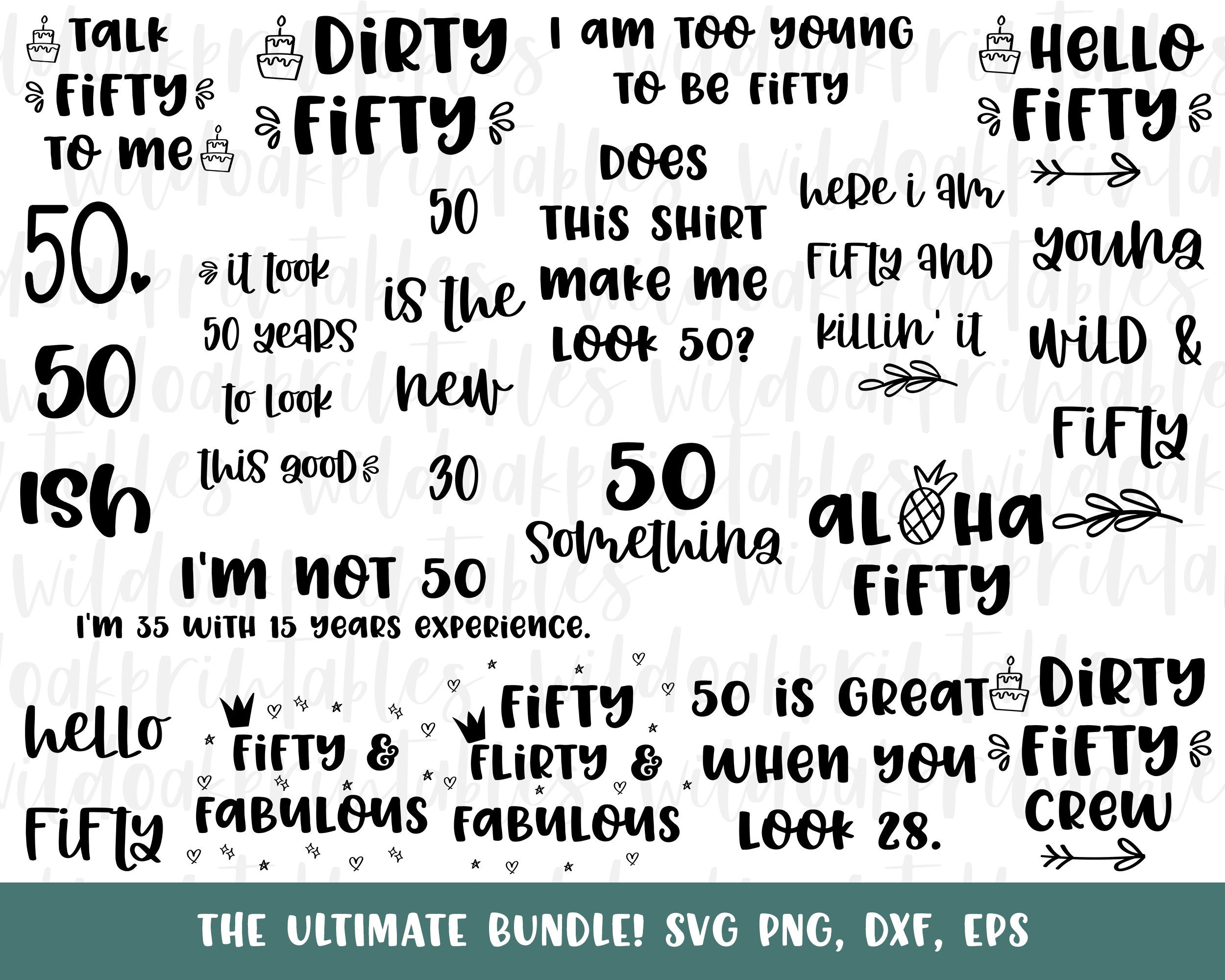 Funny Birthday 50 Svg Bundle, 50th Birthday Svg, 50 Years Old Svgs, 50 ...