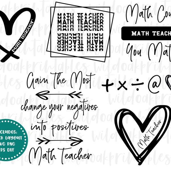 Math Teacher Svg - Etsy