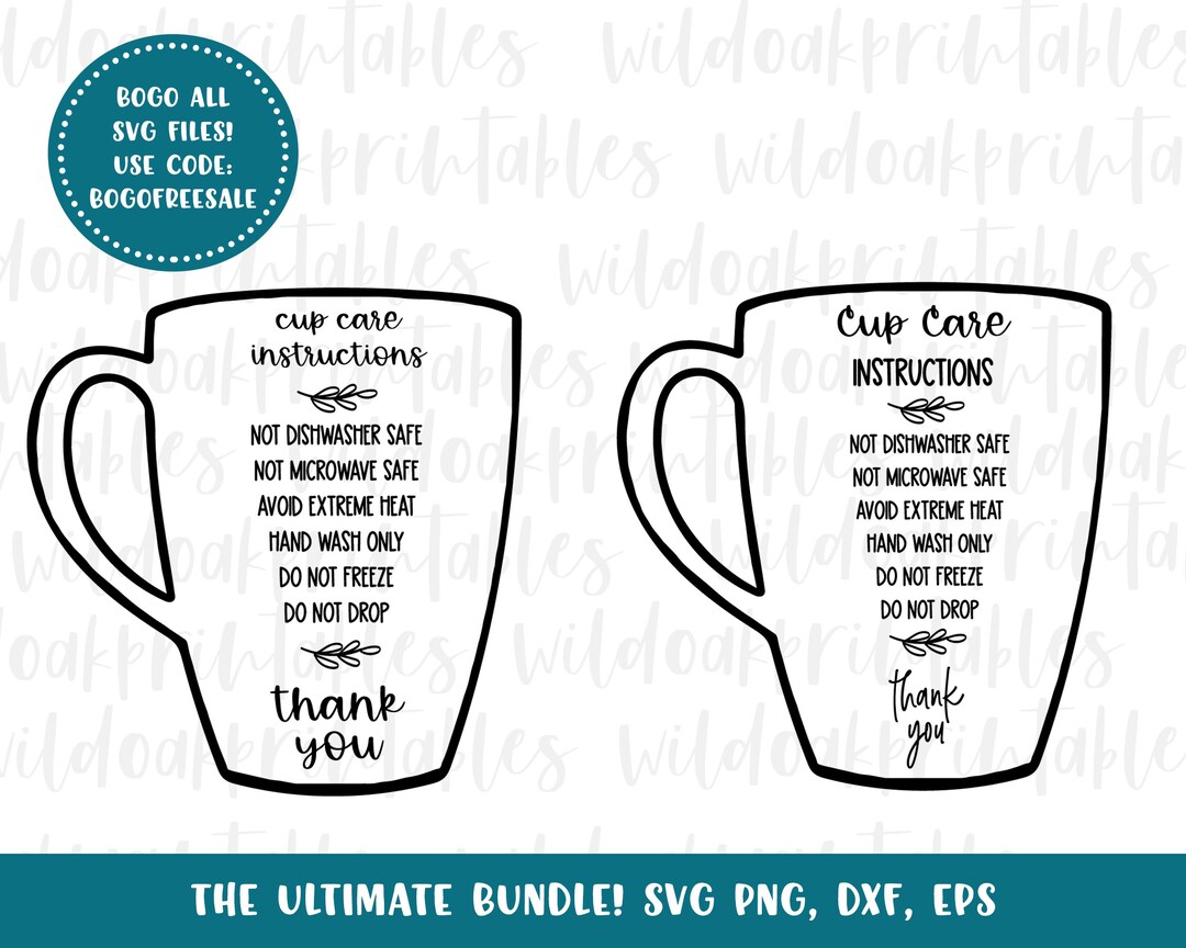 Mug Care Card Svg, Mug Care Card for Instructions Svg, Mug Cricut Files ...