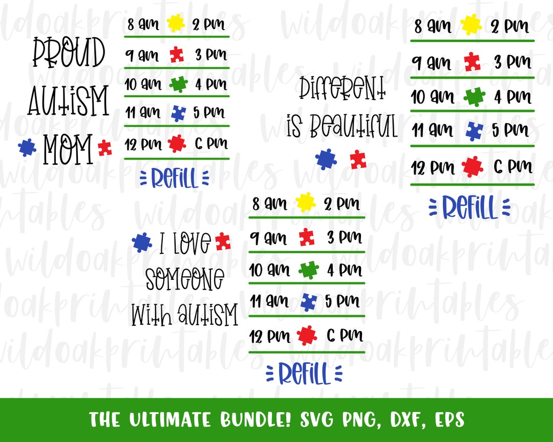 Autism Water Bottle Tracker Svgs, Autism Mom Water Tracker Svg, Water ...