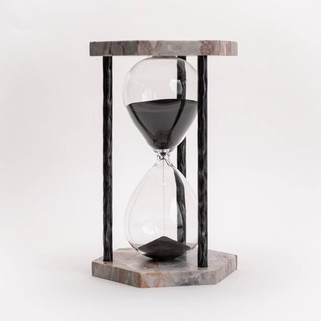 Natural Marble Hourglass - 60 Minute Sand Timer - Elegant Home Décor ...
