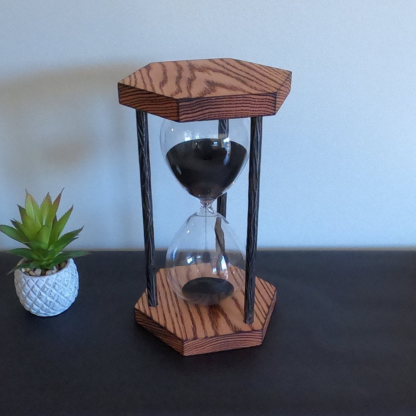 Rustic Home Décor Stylish Hexagonal Burnt Oak Hourglass 60 - Etsy
