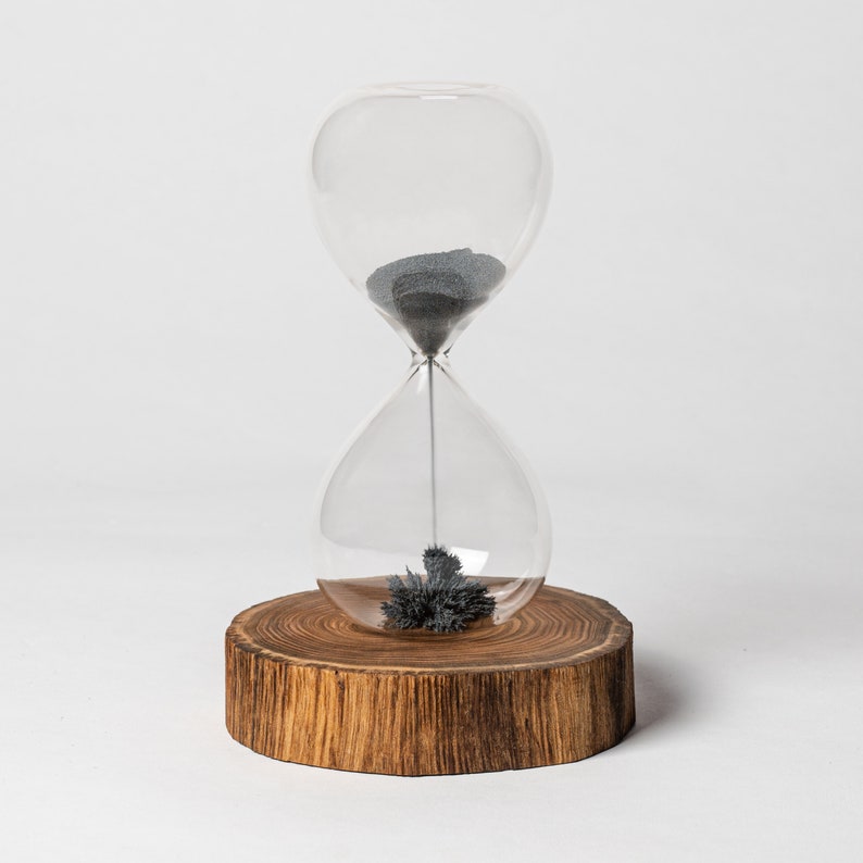 Magnetic Sand Timer With Live Edge Butternut Base - Modern Desk Decor ...