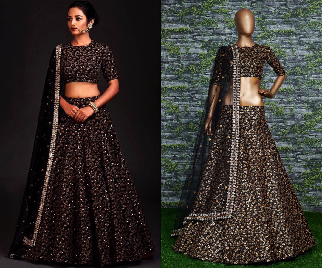 Black Designer Lehenga Choli for Women Ready to Wear Custom - Etsy