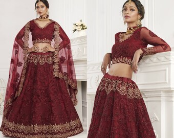 Designer Maroon Lehenga Choli for Women Ready to Wear Custom | Etsy