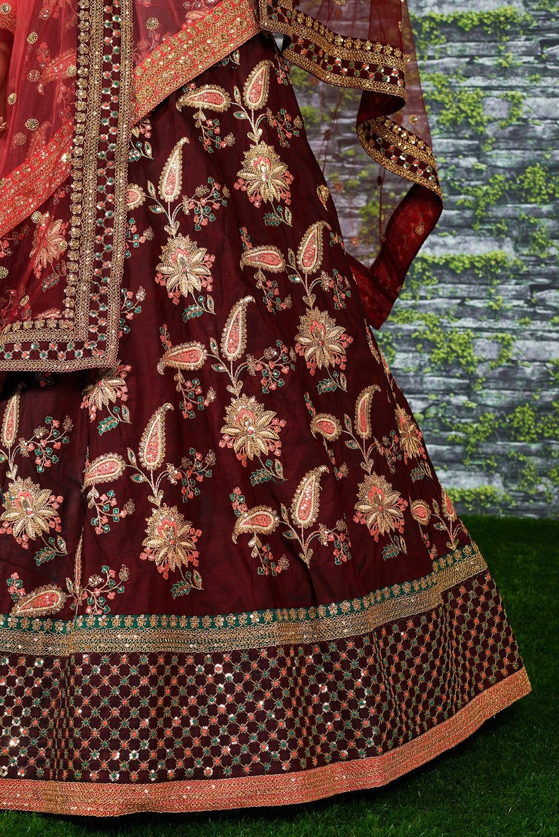 Maroon Lehenga Choli for Women Ready to Wear Custom Size - Etsy