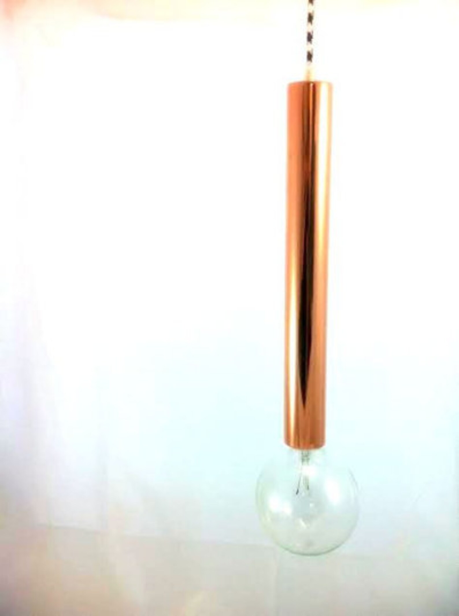 LONG TUBE COPPER Rose Gold Tube Pendant Light Minimal - Etsy