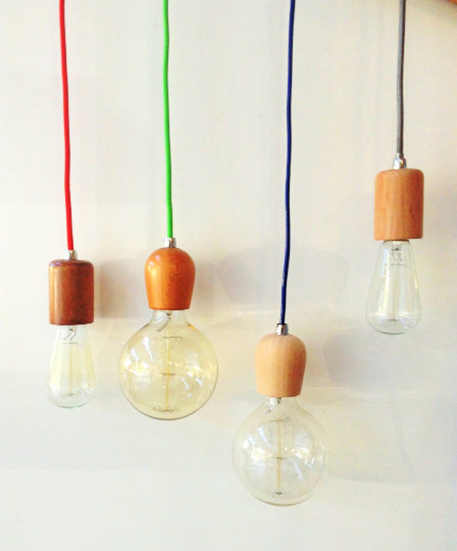 WOOD Handmade Pendant Light Chandelier Edison Restoration | Etsy