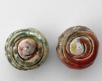 The Big Snail in Red Handmade Lampwork Bead Raku Glass Shell