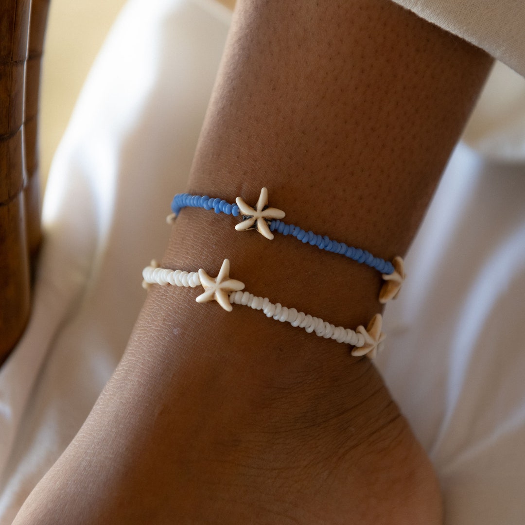 Starfish Charm Anklet: Handmade Jewelry, Surf Ankle Bracelet - Etsy