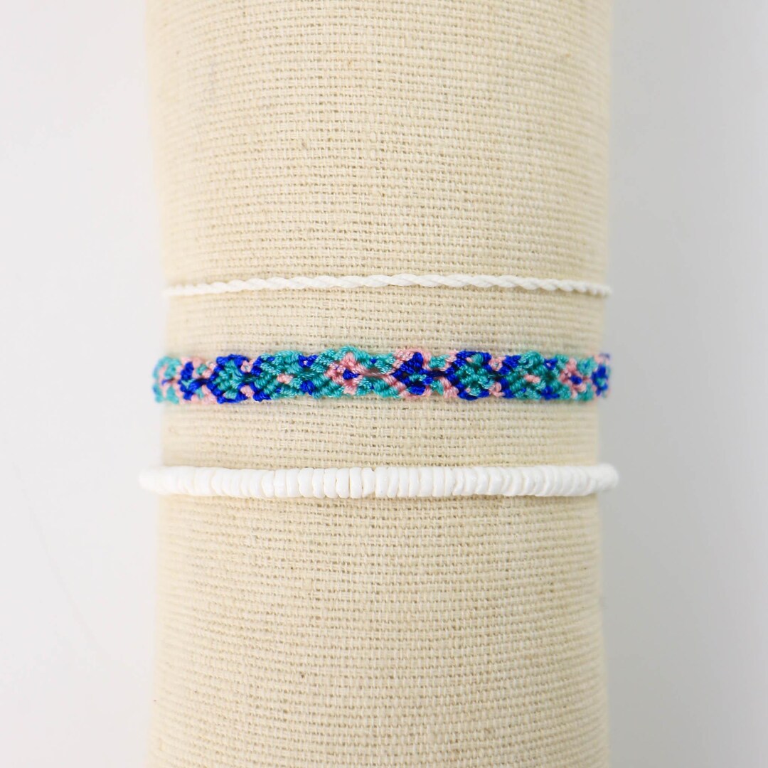 Panglao Beach Bracelet Set: Puka Shell, Braided Surf Jewelry - Etsy UK