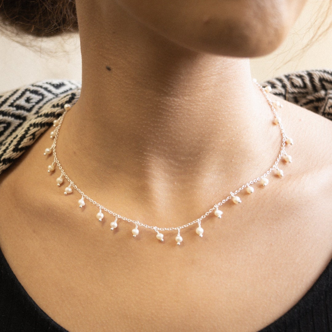 Tari Pearl Drop Necklace, Handmade Necklace, Pearl Necklace, Bridesmaid ...