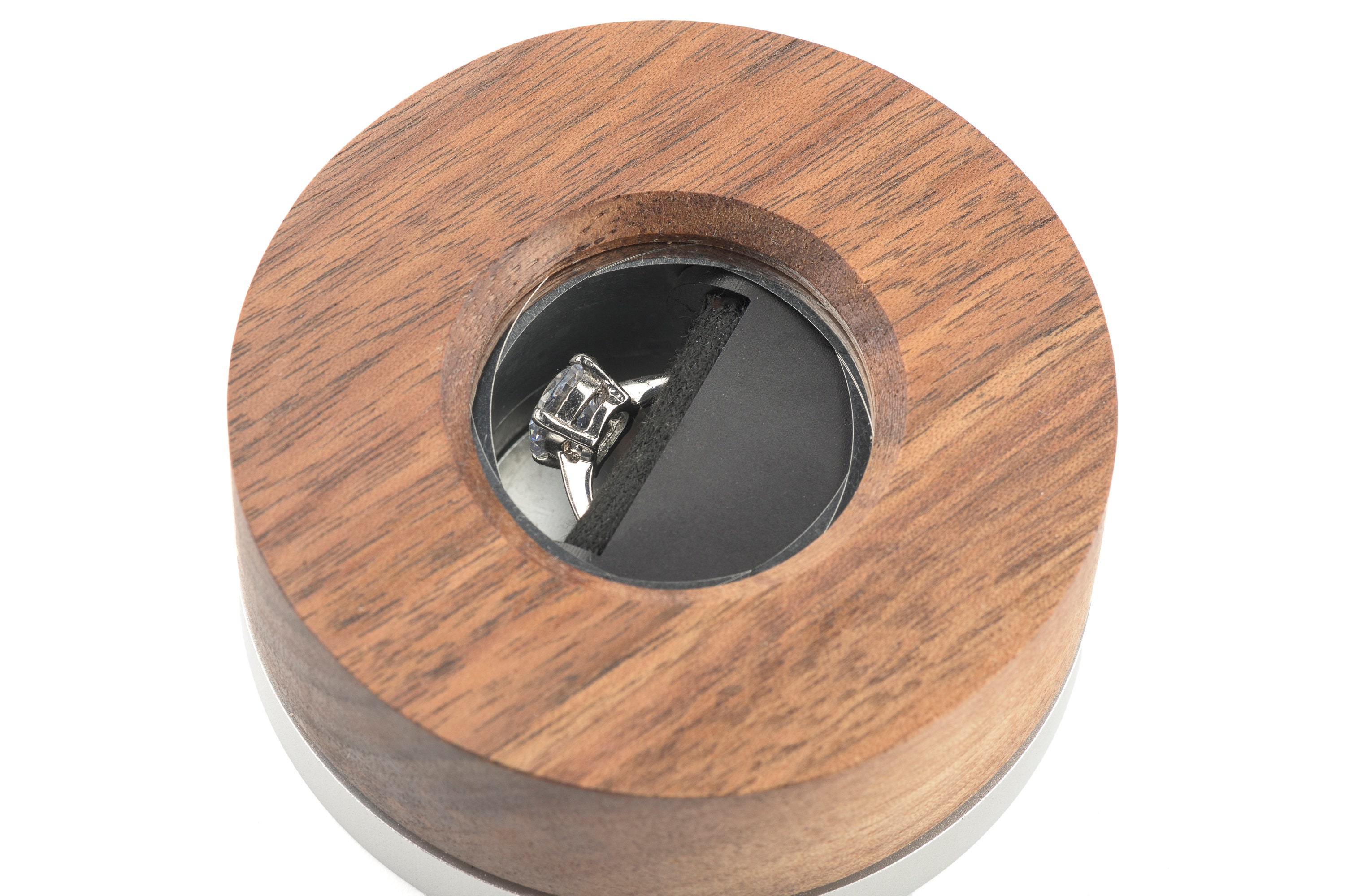Slim Engagement Ring Box Walnut and Stainless Steel | Etsy