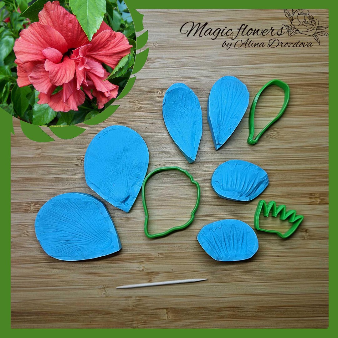 Hibiscus Flower Silicone Veiner & Cutter Set: Polymer Clay, Fondant - Etsy