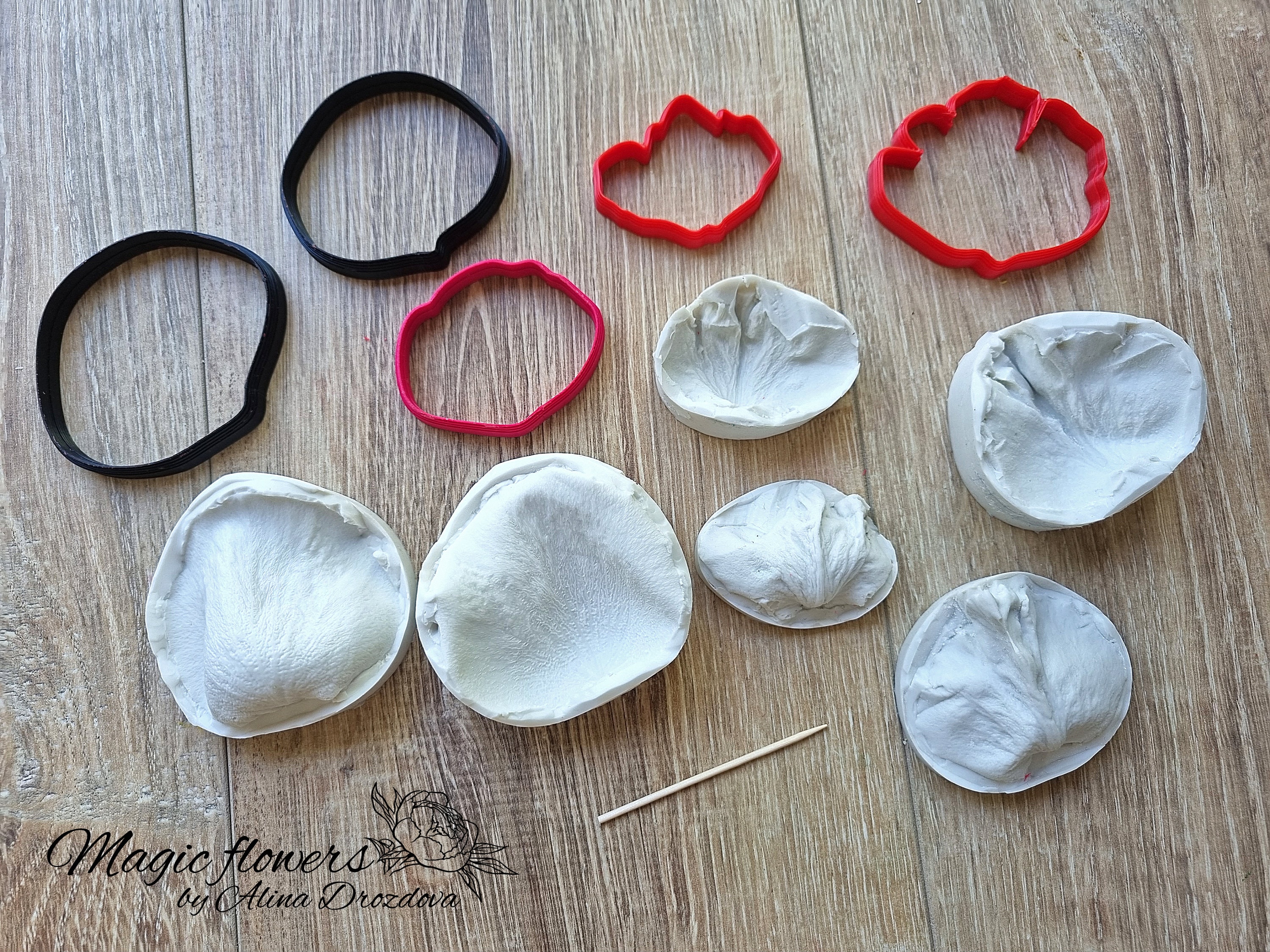 Big rose flower silicone veiner and plastic cutter set | Etsy