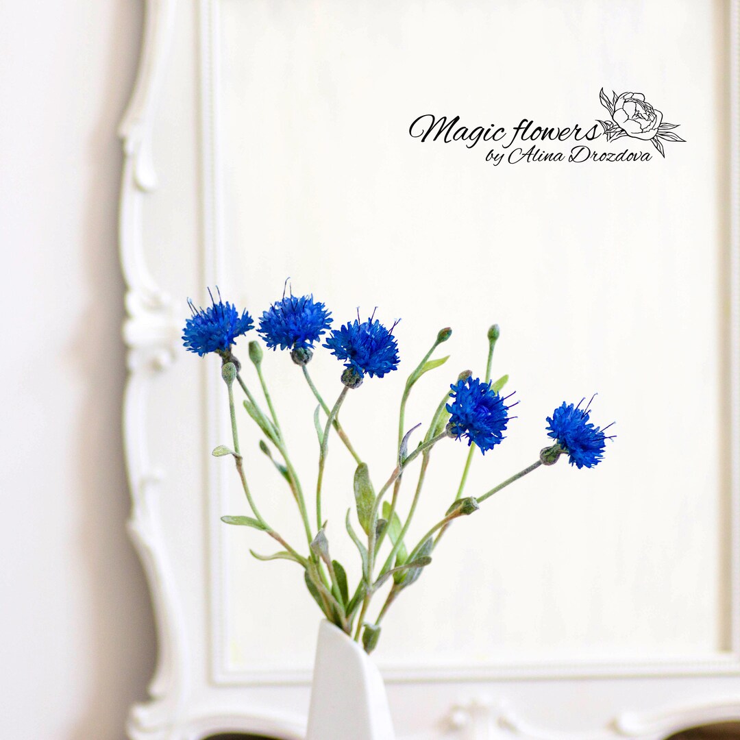 Cornflower - Artificial Flower Out of Cold Porcelain - Etsy