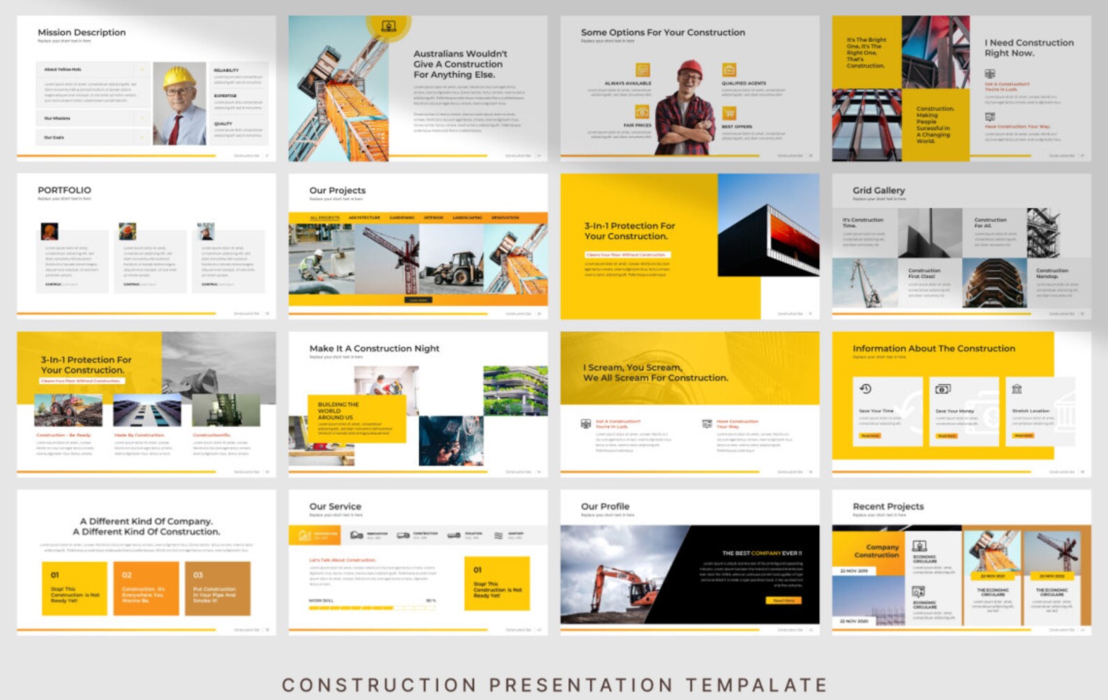 Construction Presentation Template | Building Industry Graphics ...