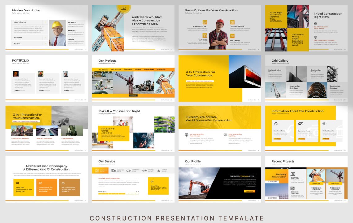 Construction Presentation Template | Building Industry Graphics ...