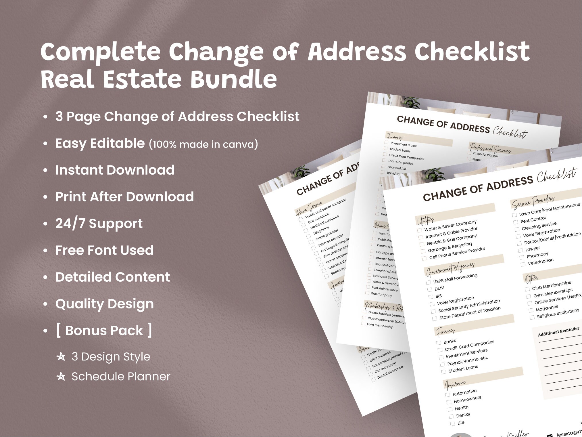 Change of Address Checklist, Real Estate Marketing, Closing Checklist ...