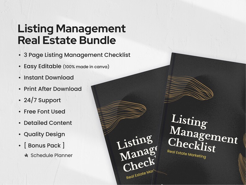 Luxury Real Estate Listing Management Checklist: Canva Editable - Etsy