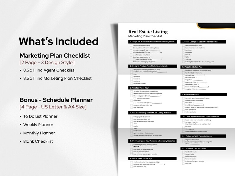 Real Estate Marketing Plan Checklist: Agent & Listing Guide (canva) - Etsy