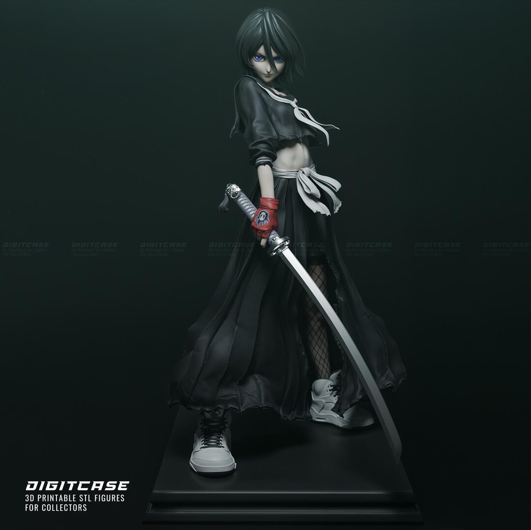 Anime Sword Girl STL 3D Print File | Stylized Female Figure With Katana ...