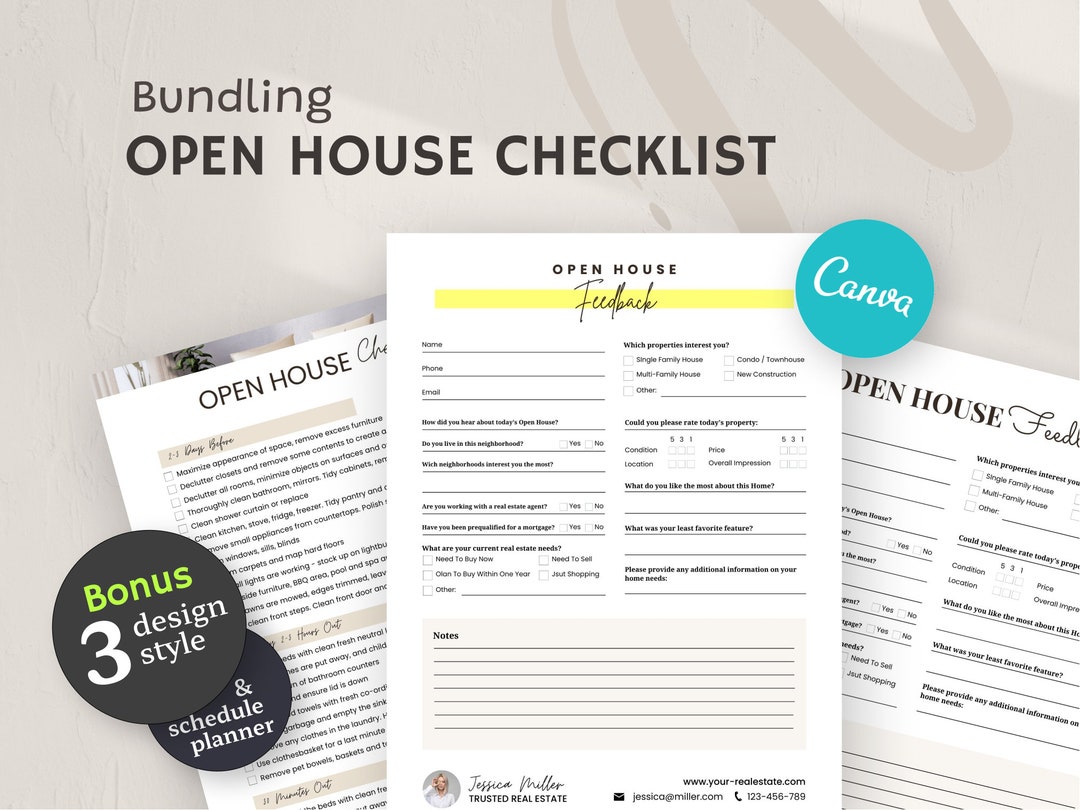 Open House Checklist Bundle: Real Estate Agent Forms (canva PDF) - Etsy