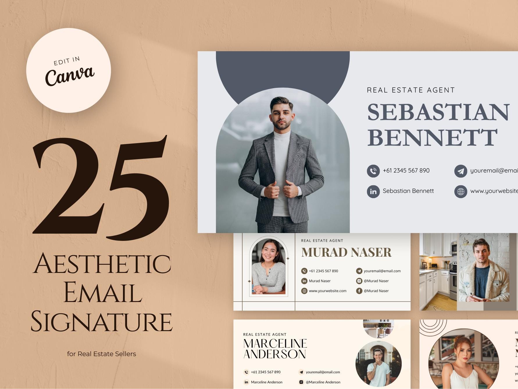 2025 Email Signature Template Bundle | Gmail Signature | Real Estate ...