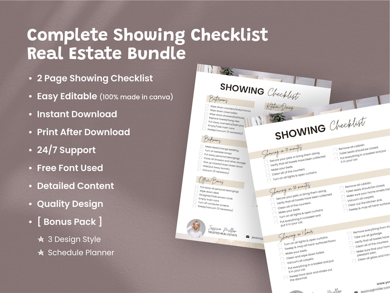 Real Estate Showing Checklist Bundle: Editable Home Prep (canva PDF) - Etsy