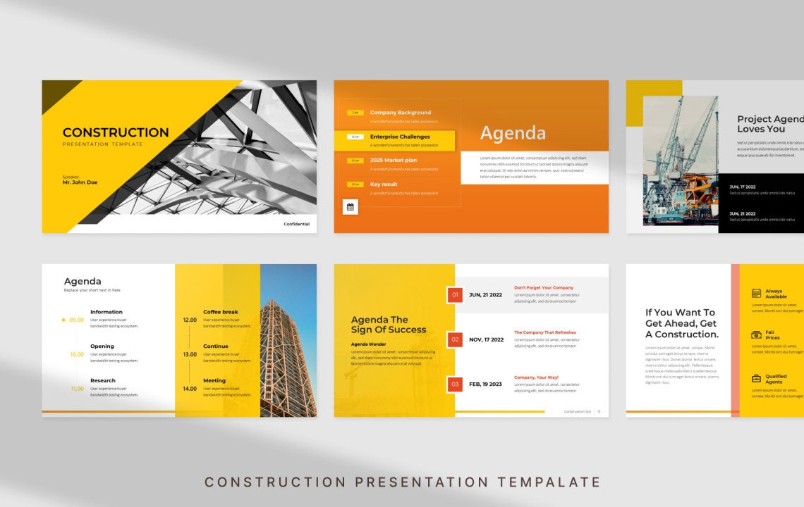 Construction Presentation Template | Building Industry Graphics ...
