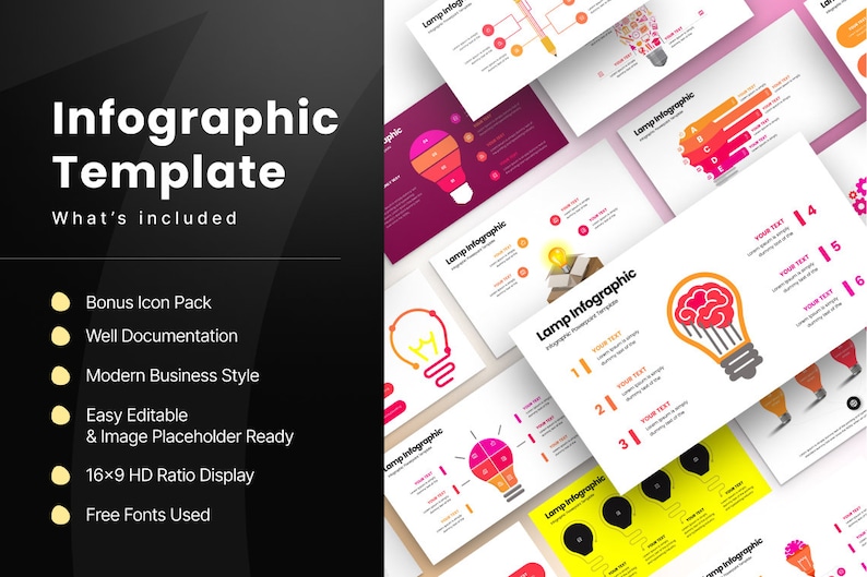 Lamp Infographic Powerpoint Template Creative Light Bulb Diagrams With ...