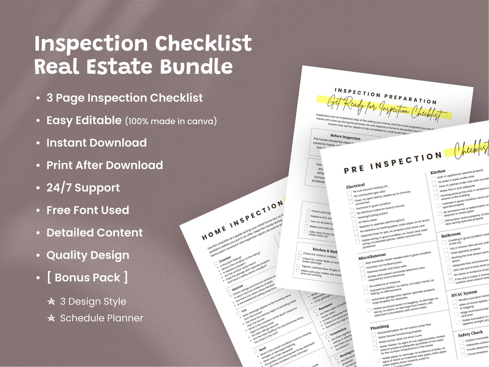 Real Estate Home Inspection Checklist | Home Buyer Checklist | Property ...