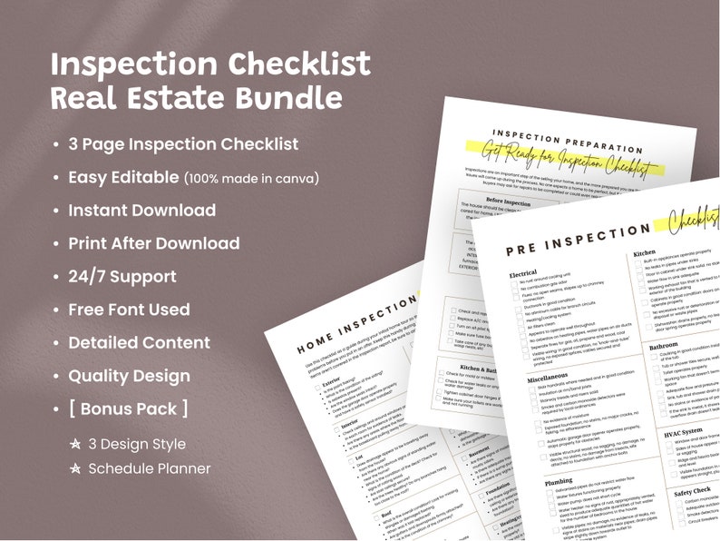 Real Estate Home Inspection Checklist | Home Buyer Checklist | Property ...
