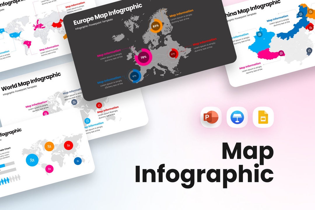 Modern Map Infographic Presentation Template | Geographic Data ...
