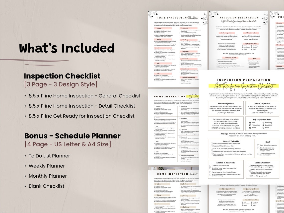 Real Estate Home Inspection Checklist | Home Buyer Checklist | Property ...