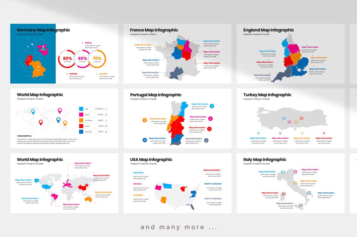 Modern Map Infographic Presentation Template | Geographic Data ...